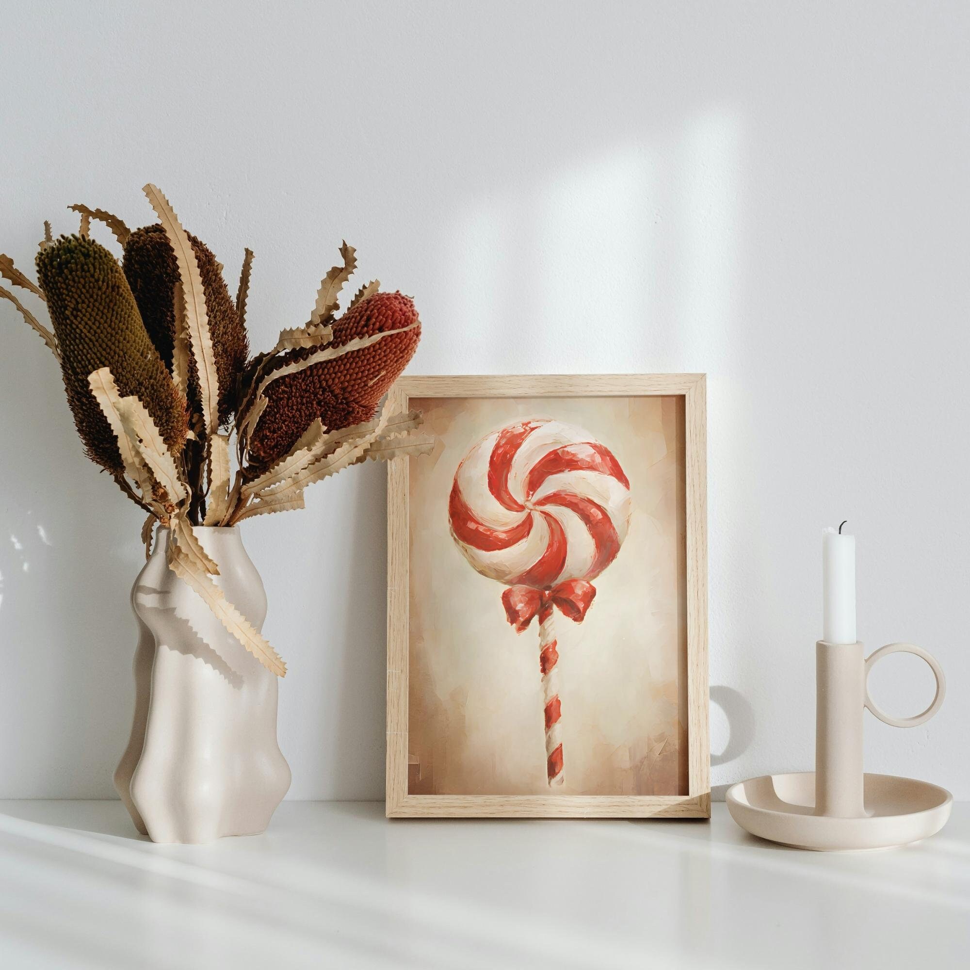 Christmas Candy Cane Wall Art,vintage Red White Candy Prints,christmas ...