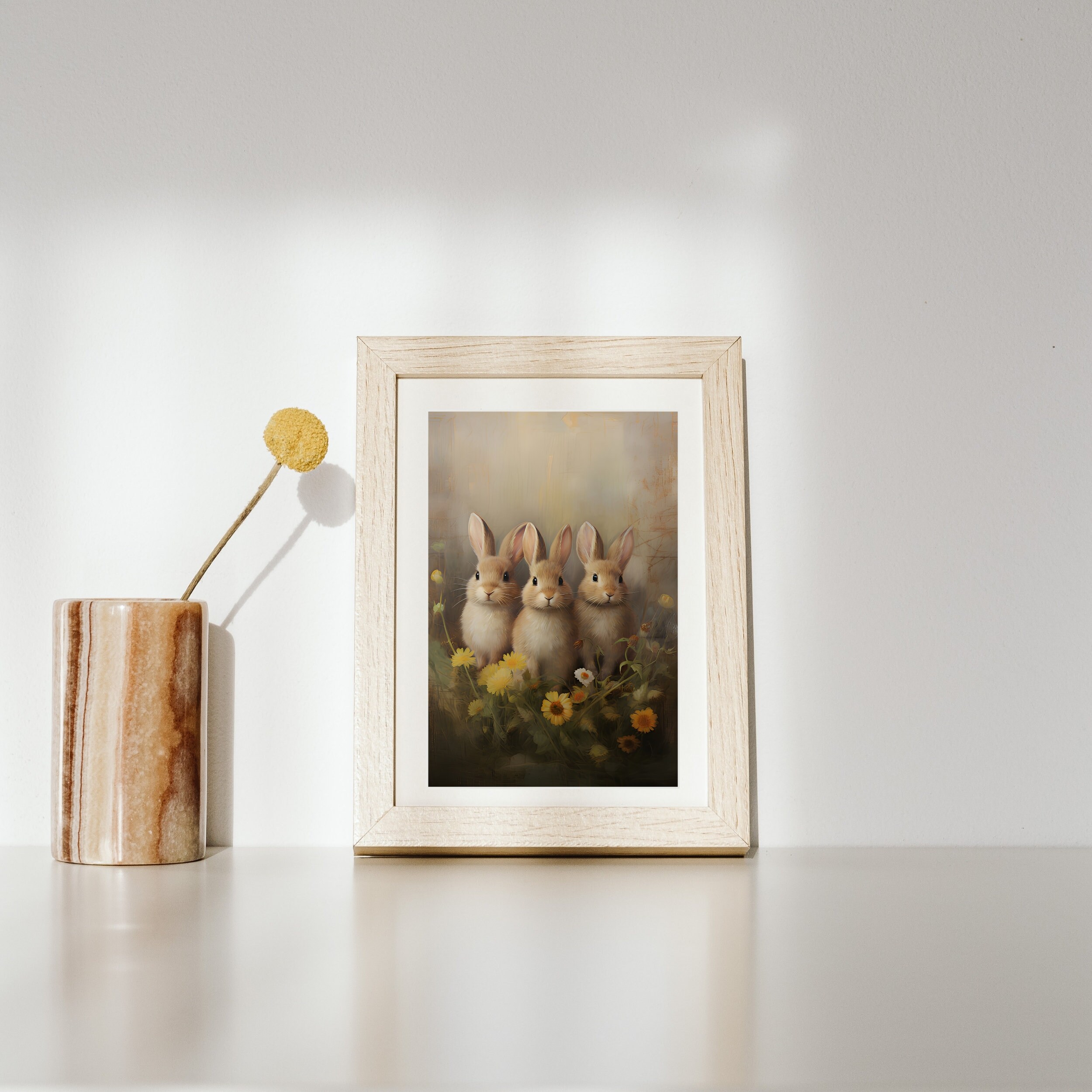 Spring Cute Bunny Rabbits Wall Art Spring Happy Easter Rabbits Wall ...
