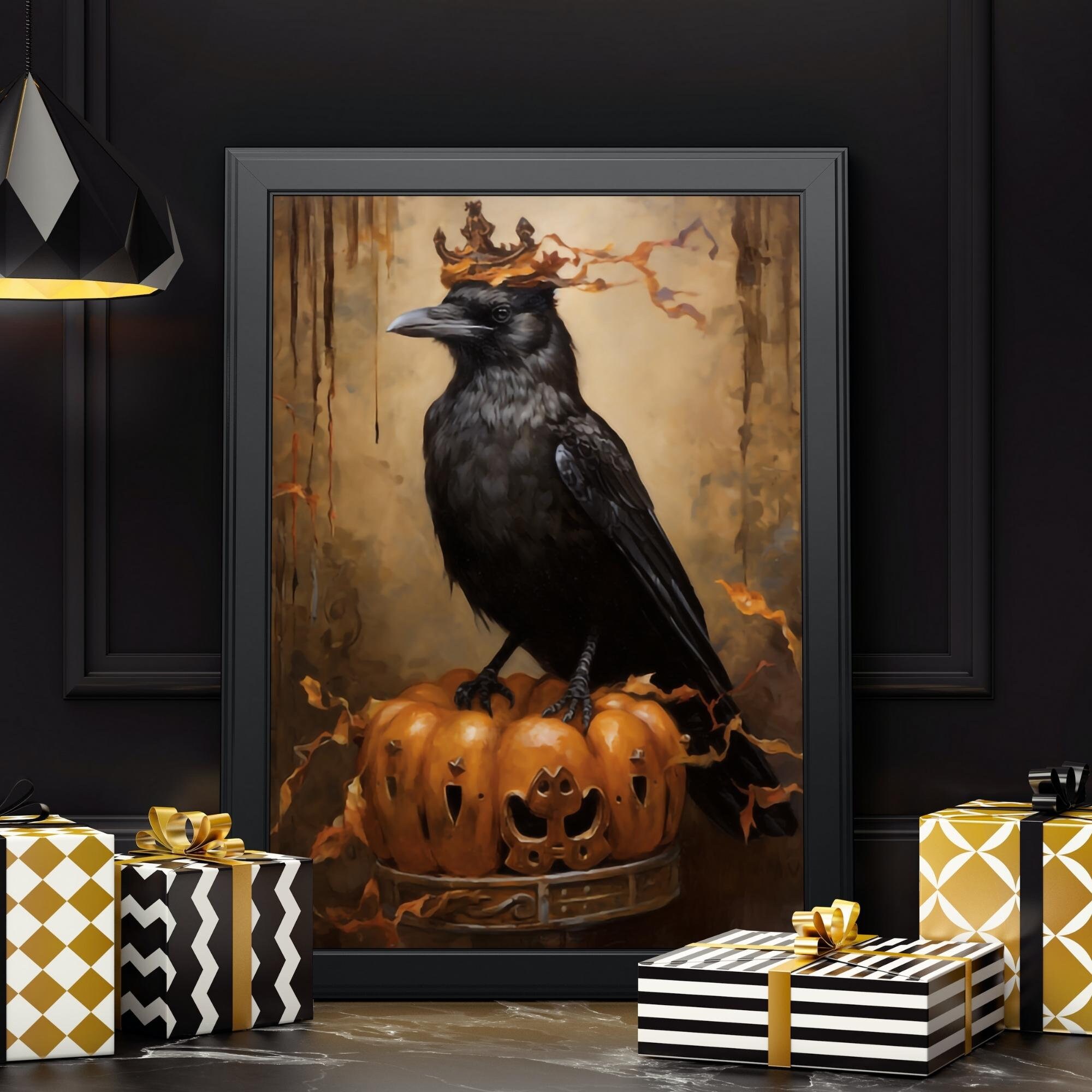Crow Vintage Halloween Wall Art Printable Raven Art Corvidcore Dark ...