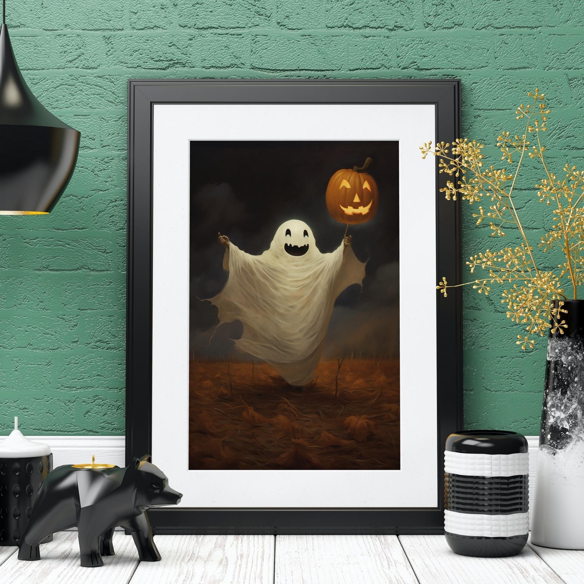 Halloween Cute Ghost Wall Digital Prints Halloween Vintage Ghostly Wall ...