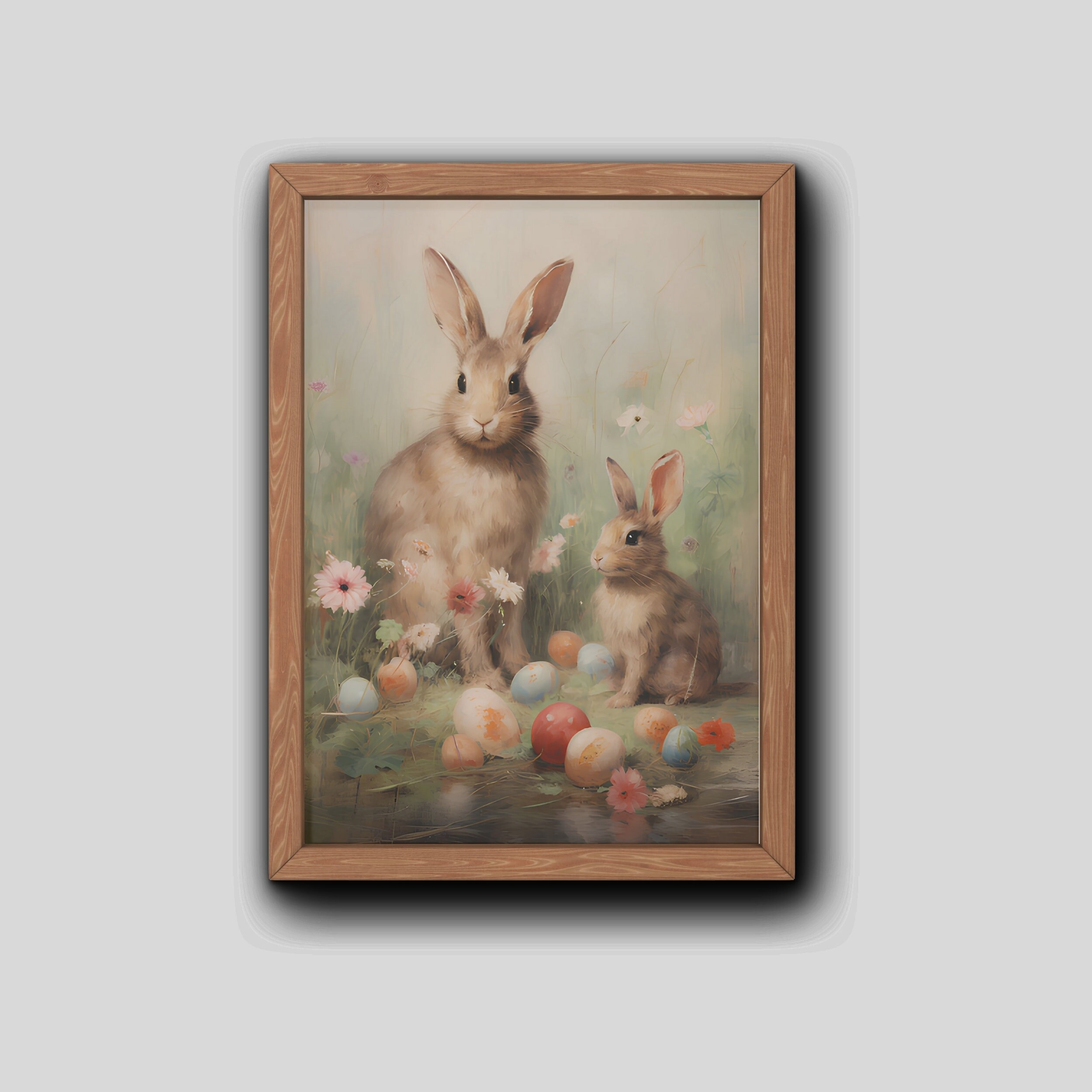 Vintage Spring Easter Bunnies Digital Print,spring Rabbits Wall Art ...