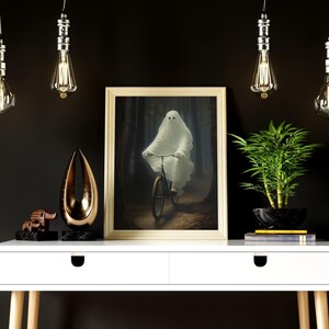 Halloween Printable Spooky Season Ghostly Wall Art Cute Ghost Riding a ...