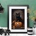 Halloween Witch Cat in Pumpkin Wall Art Printable Vintage Halloween ...
