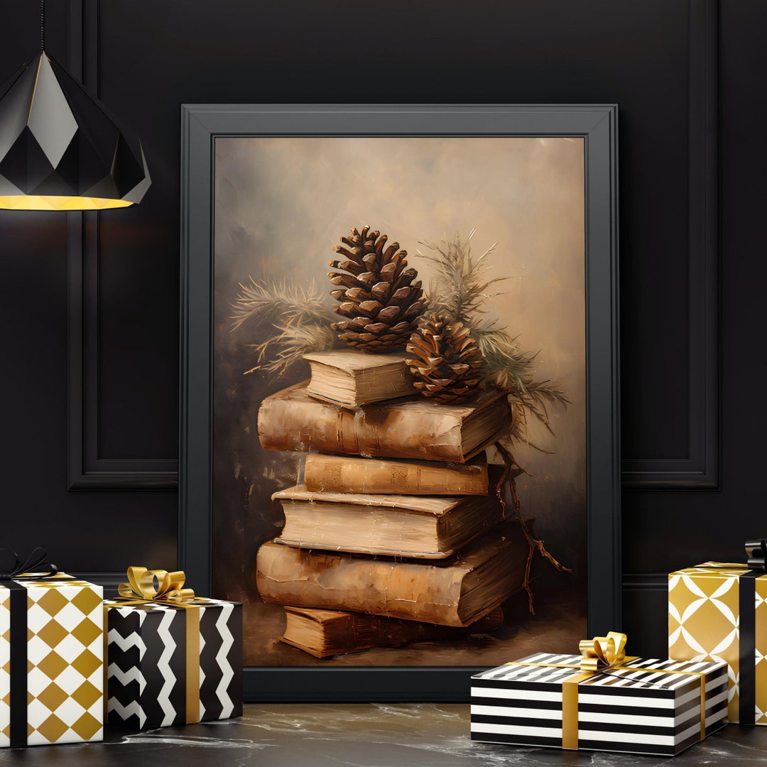 Vintage Christmas Book Prints,rustic Books Wall Art,christmas Decor ...