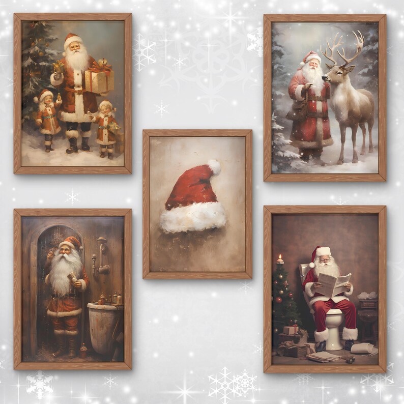 Vintage Santa Claus Gallery Wall Print Set ,santa Still Life Decor ...