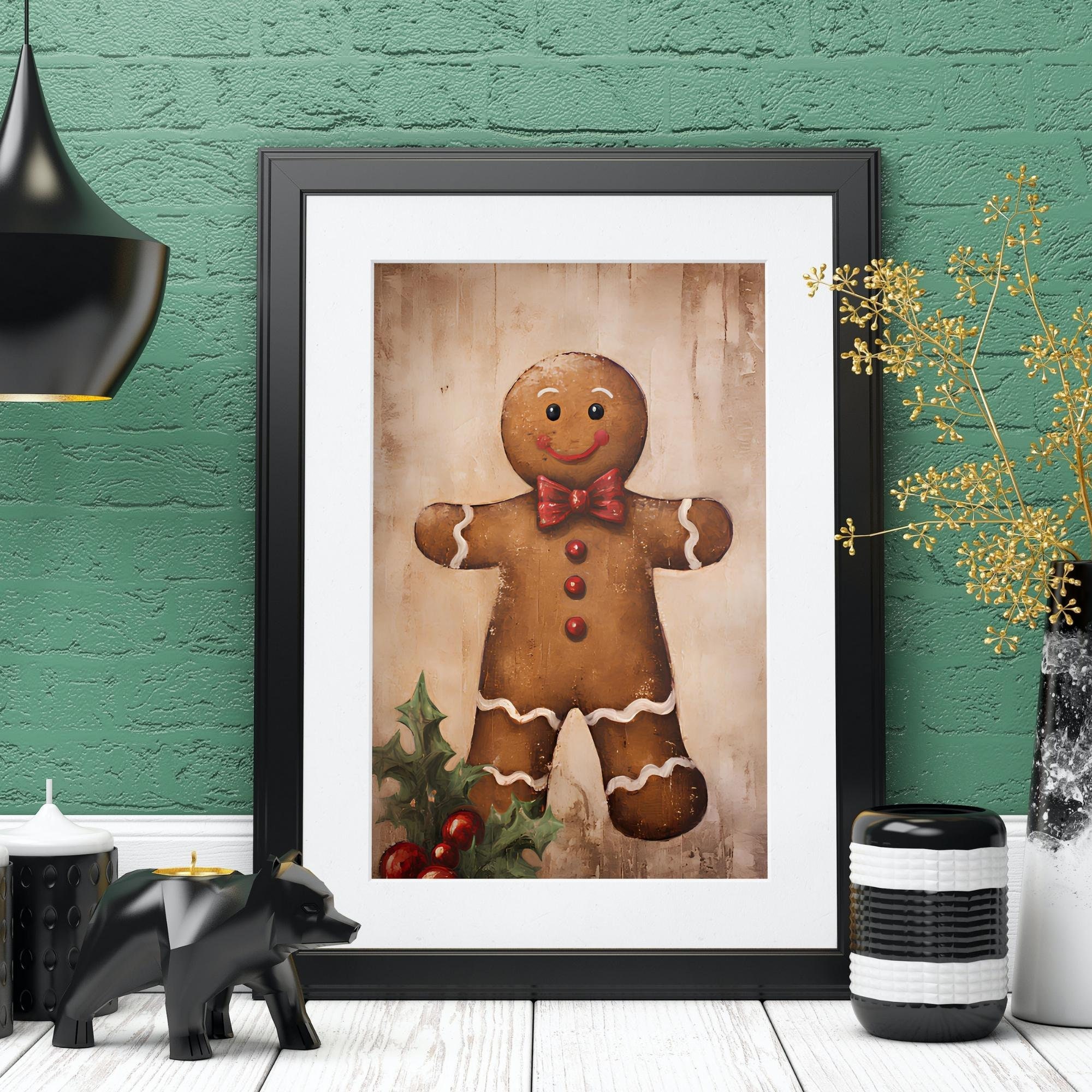Christmas Gingerbread Man Wall Art,gingerbread Man Prints,christmas ...