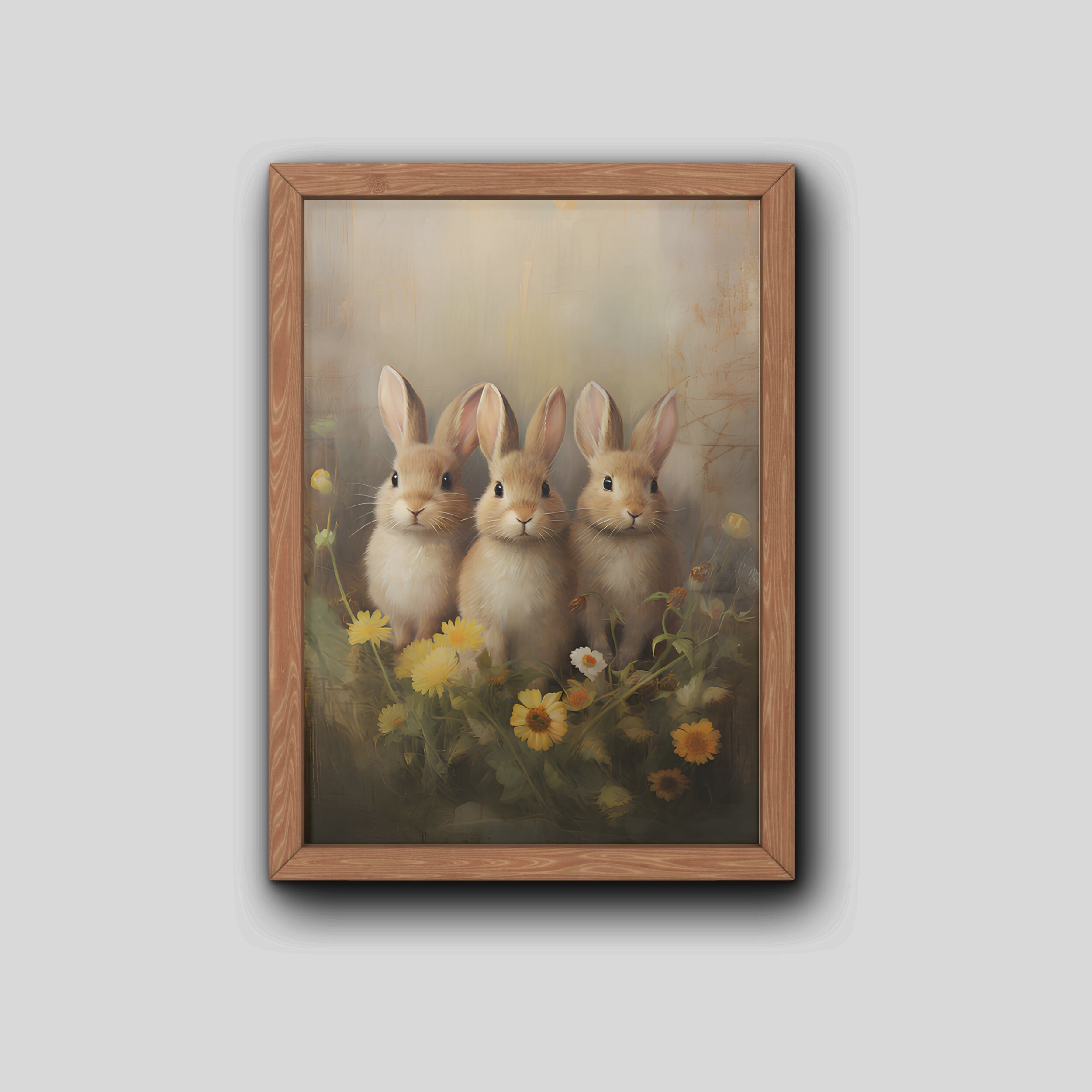 Spring Cute Bunny Rabbits Wall Art Spring Happy Easter Rabbits Wall ...
