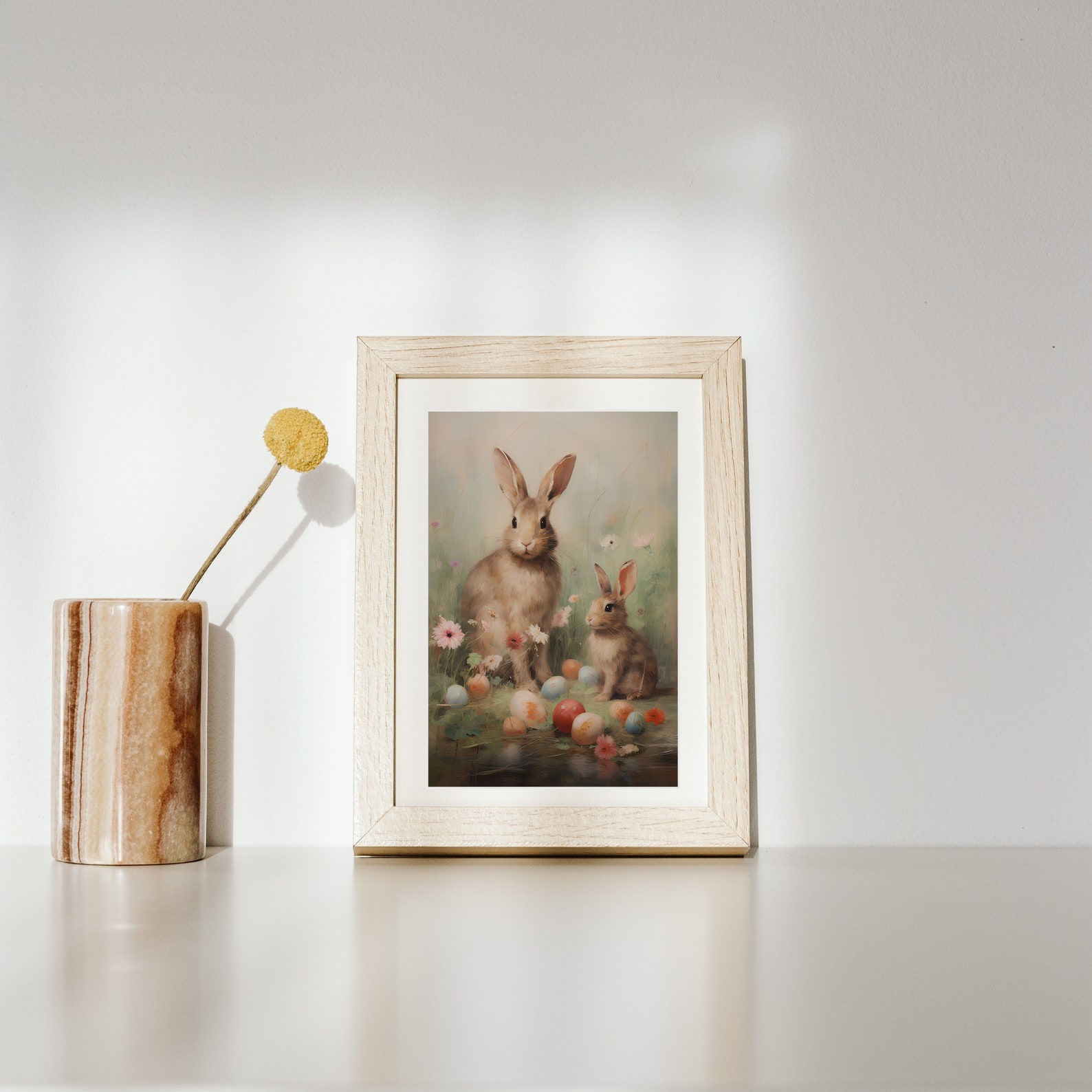 Vintage Spring Easter Bunnies Digital Print,spring Rabbits Wall Art ...