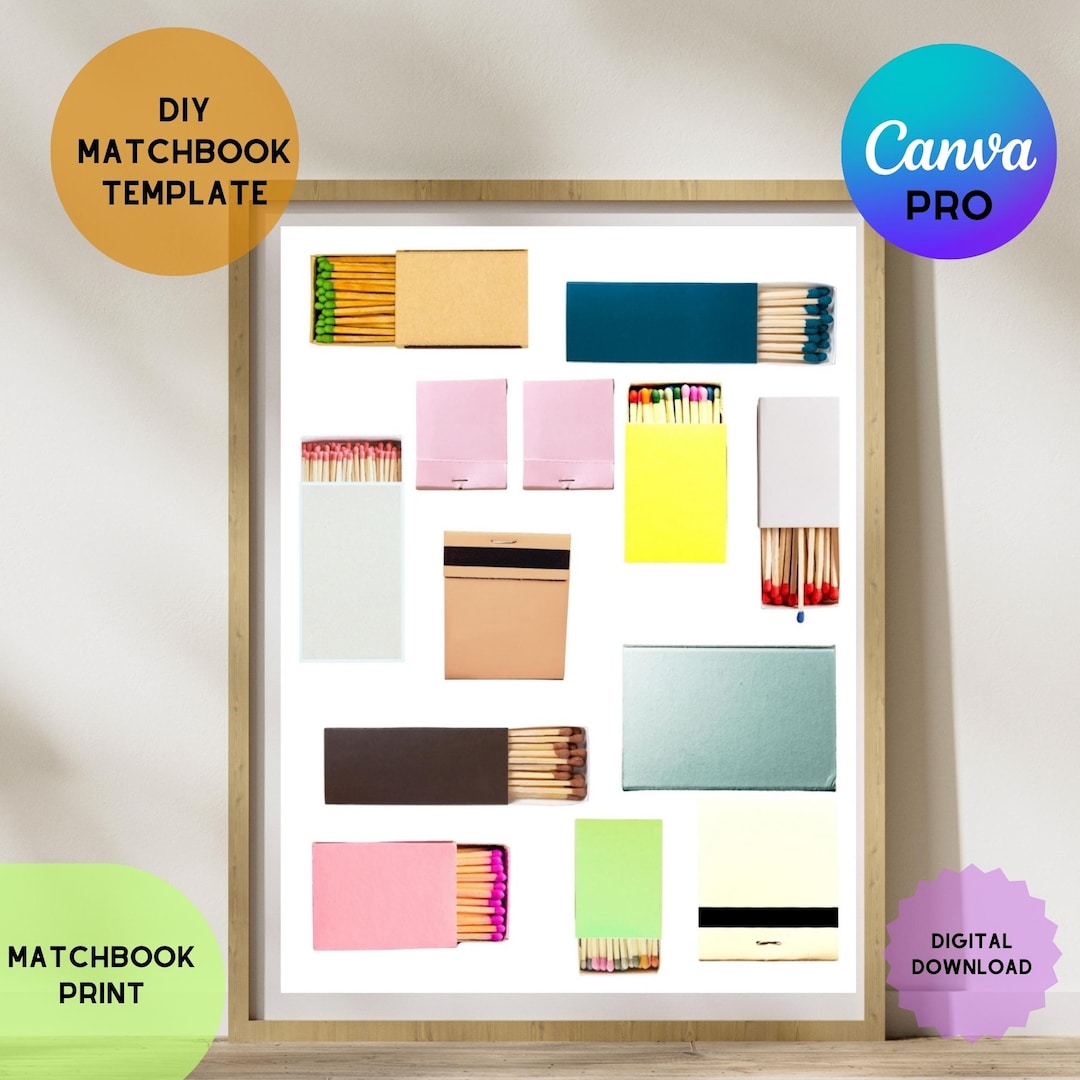 Vintage Matchbook Template Poster Art,diy Matchbook Template,matchbox ...