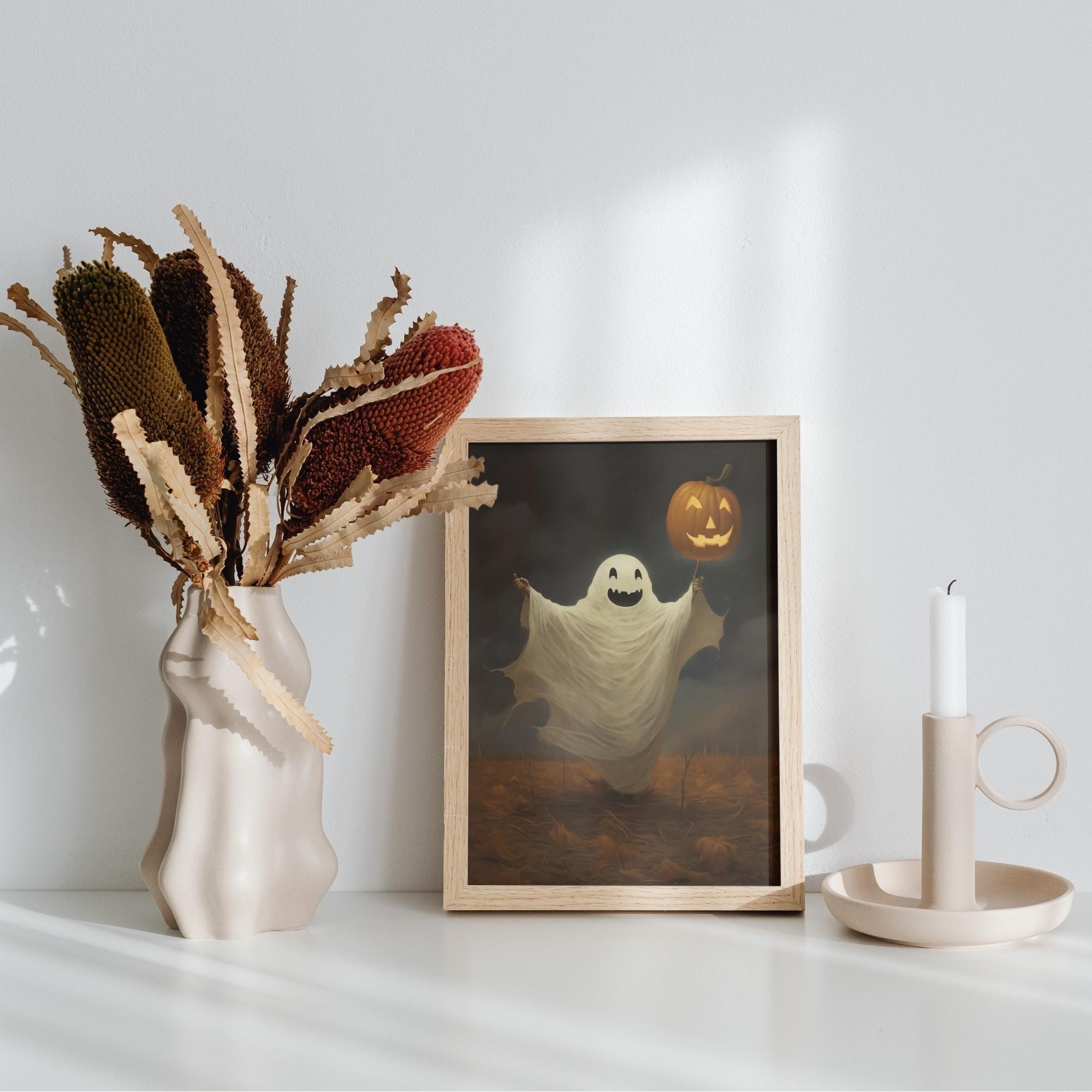 Halloween Cute Ghost Wall Digital Prints Halloween Vintage Ghostly Wall ...