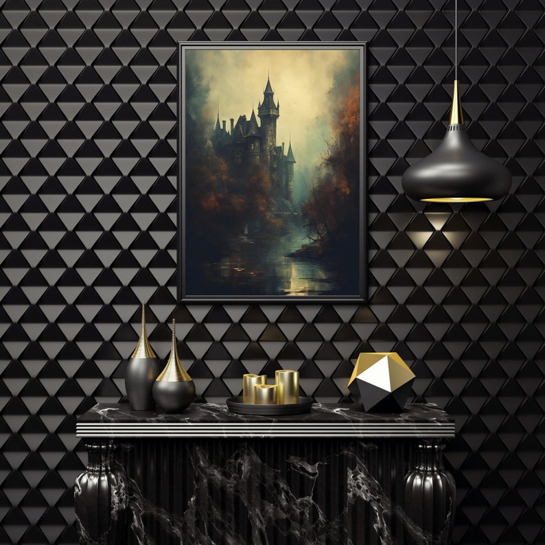 Halloween Spooky Manor Printable Haunted Mansion Print Vintage Macabre ...