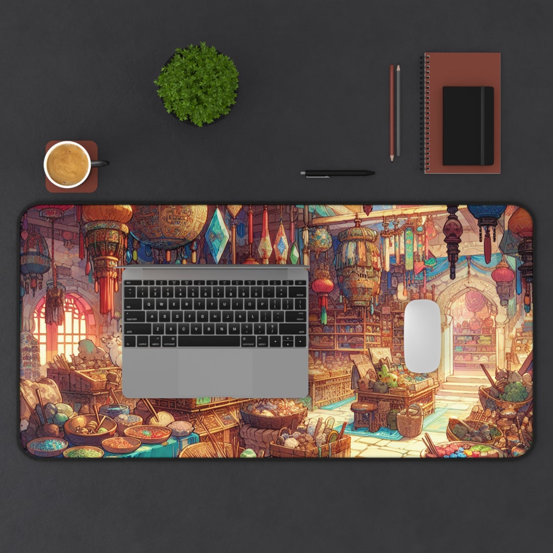 Mystic Market Desk Mat Fantasy Bazaar Mousepad Anime Gaming Mousepad ...