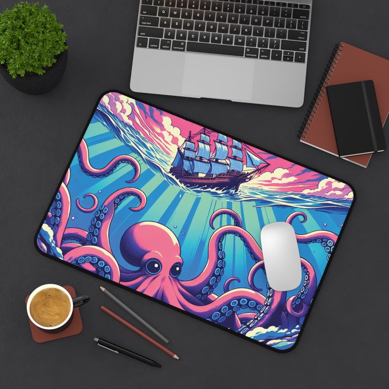 Creeping Octopus Desk Mat Ocean Voyage Mousepad Anime Gaming Mousepad ...