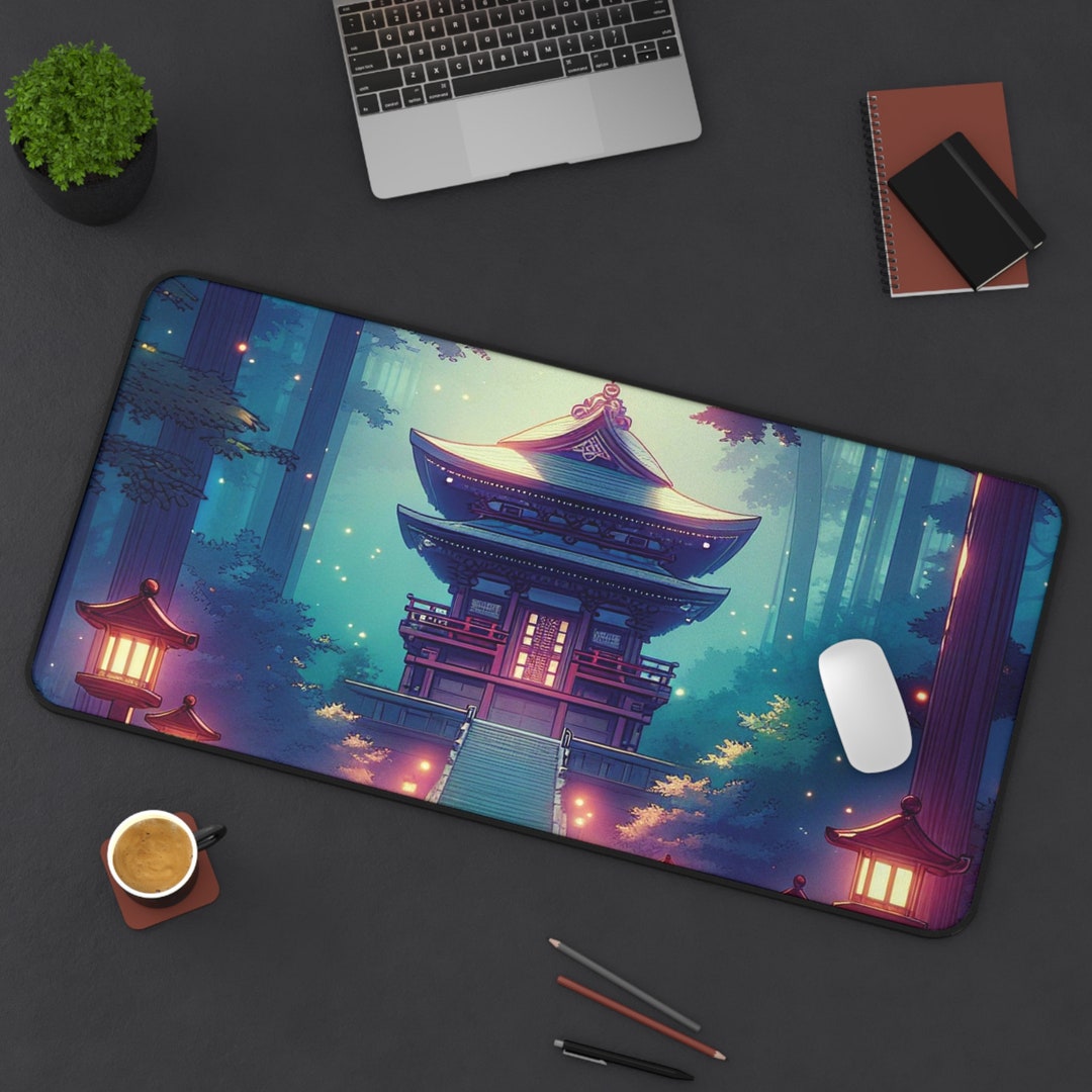 Forest Shrine Desk Mat Shinto Shrine Mousepad Anime Gaming Mousepad ...