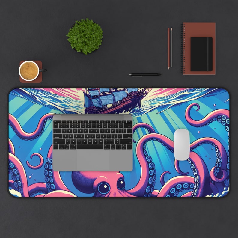 Creeping Octopus Desk Mat Ocean Voyage Mousepad Anime Gaming Mousepad ...
