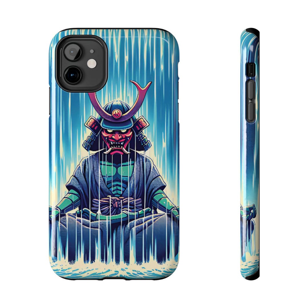 Tranquil Samurai Oni Mask Waterfall Inner Peace Aesthetic Designer Case ...