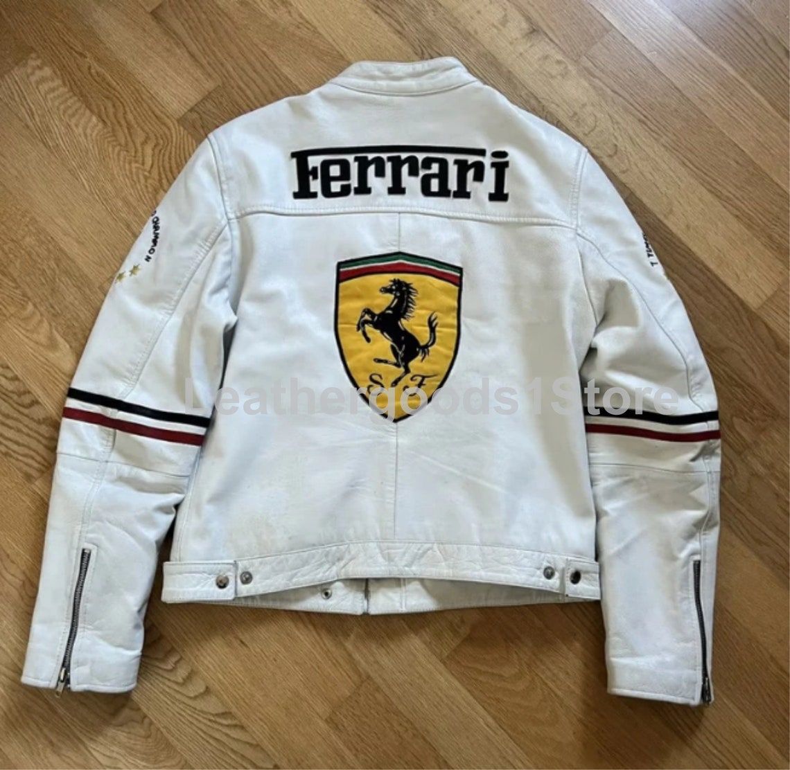 Ferrari F1 Racing Jacket Men White Colour Cowhide Leather Formula Man ...