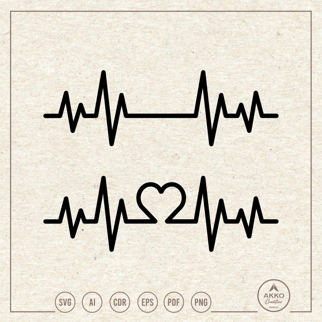 Heartbeat Svg Png, Heart Sahpe Line Art, Clipart, Cricut Silhouette Cut ...