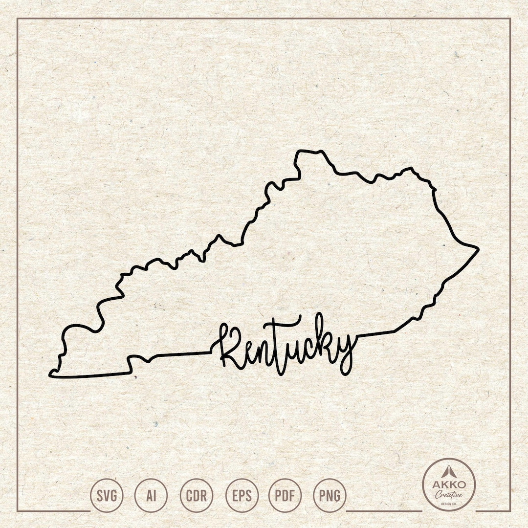 Kentucky State Outline Map Svg Png, Clipart, Cricut Silhouette Plotter ...
