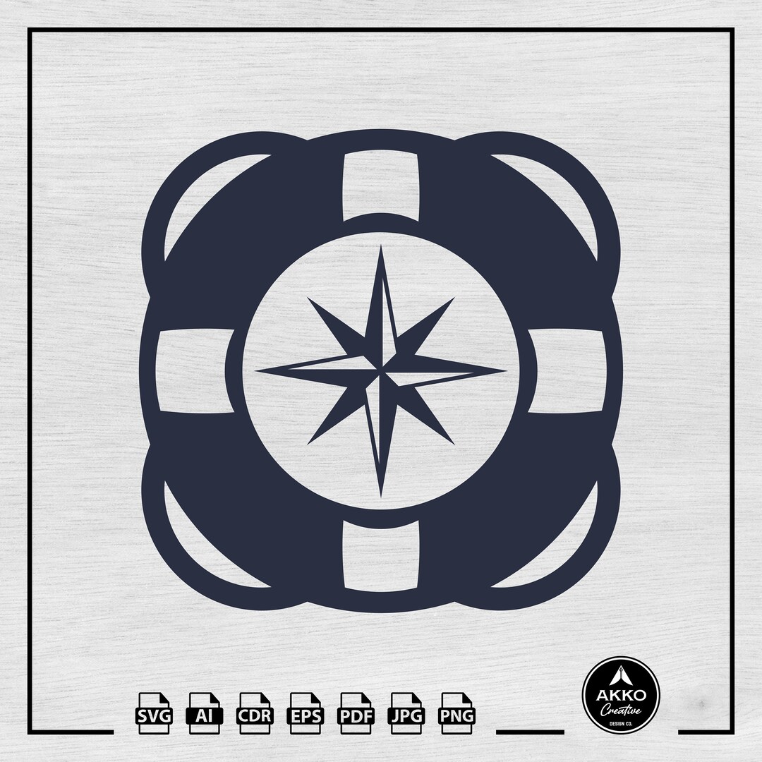 Life Buoy Ring Svg Png, Compass Star Svg, Life Preserver Svg, Rescue ...