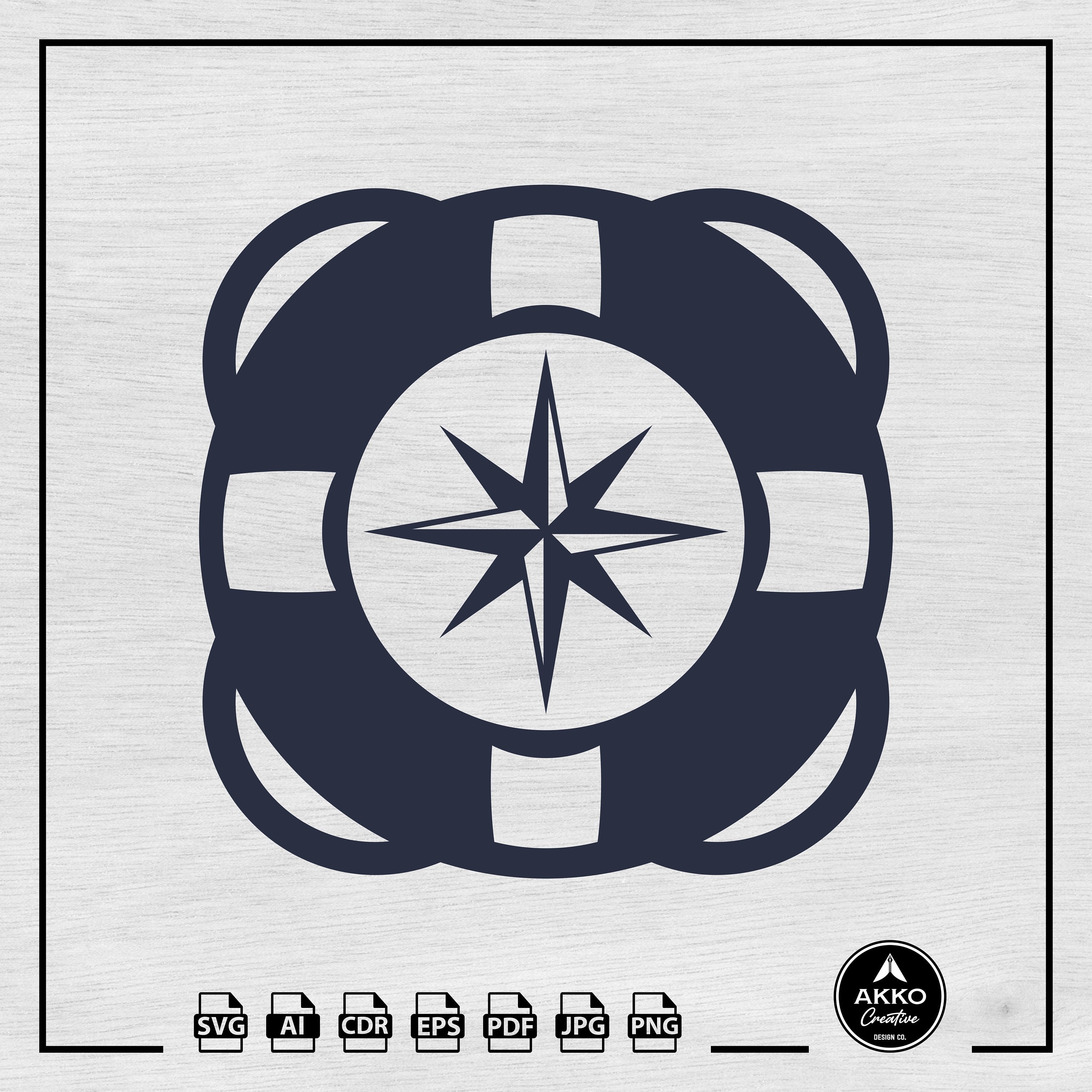 Life Buoy Ring Svg Png, Compass Star Svg, Life Preserver Svg, Rescue ...