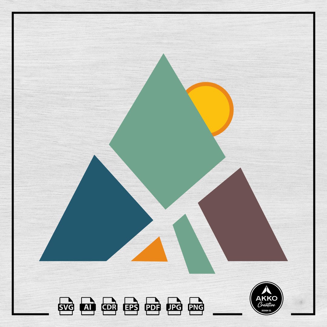 Geometric Mountain Svg Png, Mount Svg, Puzzle, Camping Adventure Svg ...