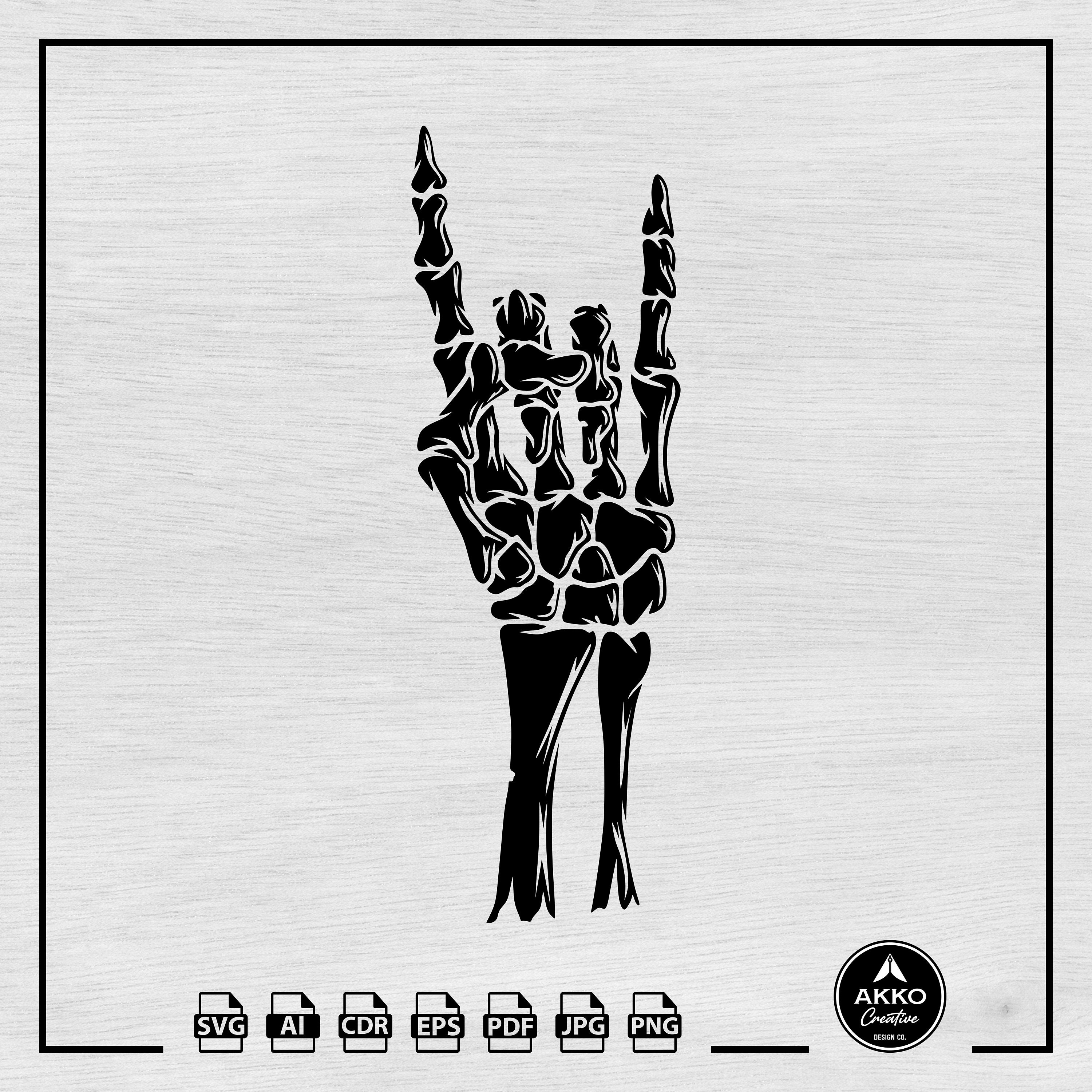 Rocker Skeleton Fingers Svg, Rock on Bone Hands Svg, Skeleton Hands Svg ...