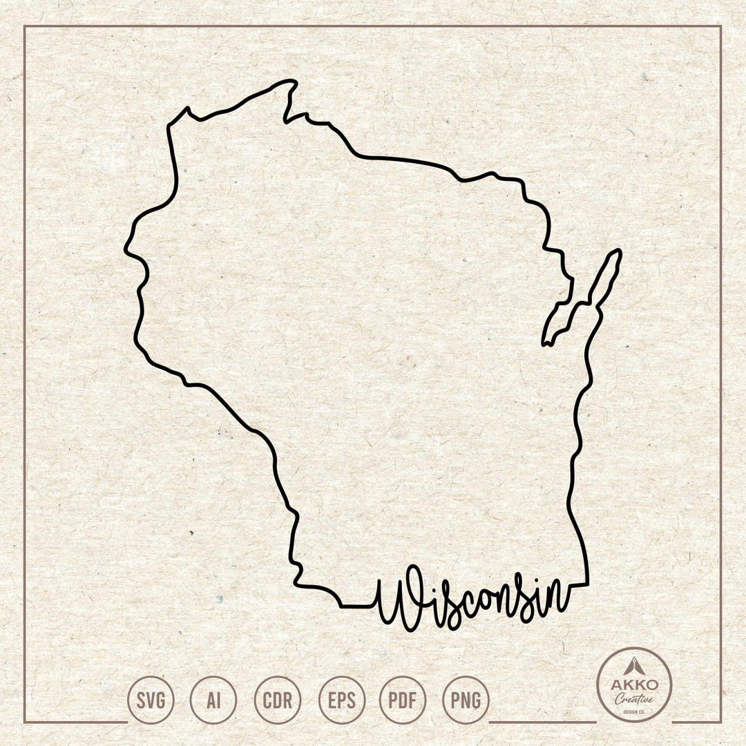 Wisconsin State Outline Map Svg Png, Clipart, Cricut Silhouette Plotter ...