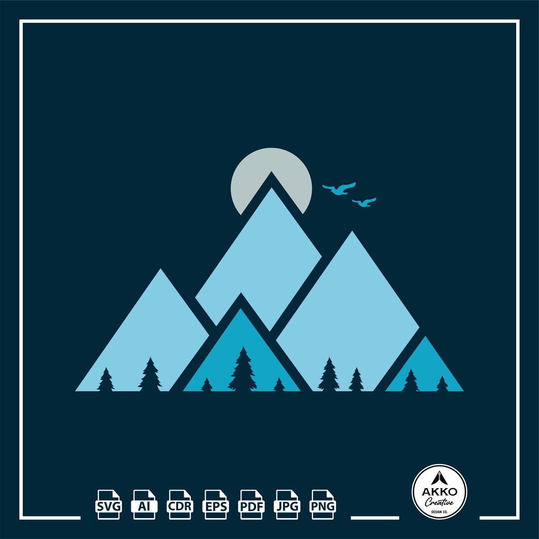 Geometric Mountain Svg Png, Mount Svg, Pine Forest Svg, Mountain ...