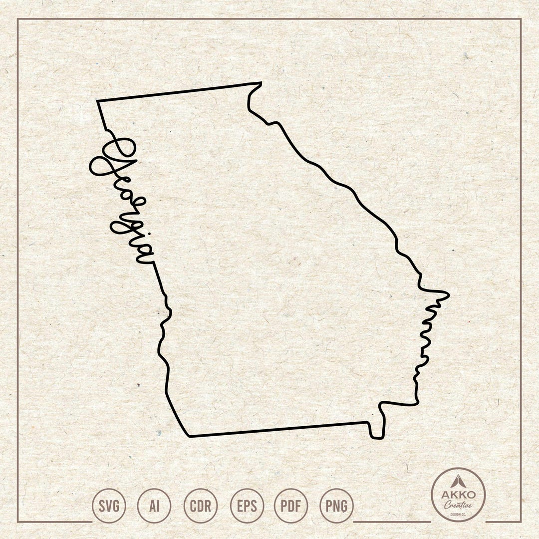 Georgia State Outline Map Svg Png, Clipart, Cricut Silhouette Plotter ...