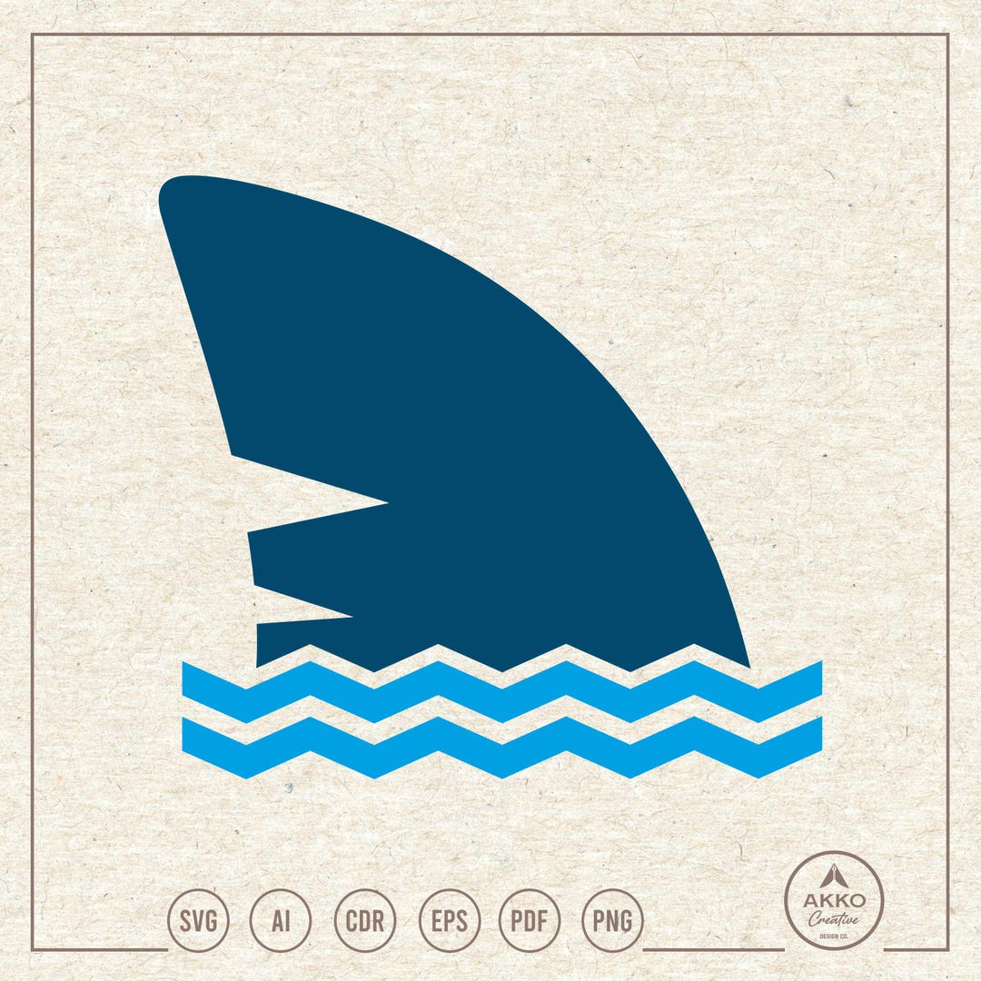 Shark Fin in Sea Wave Svg Png, Clipart, Cricut Silhouette Plotter Cut ...