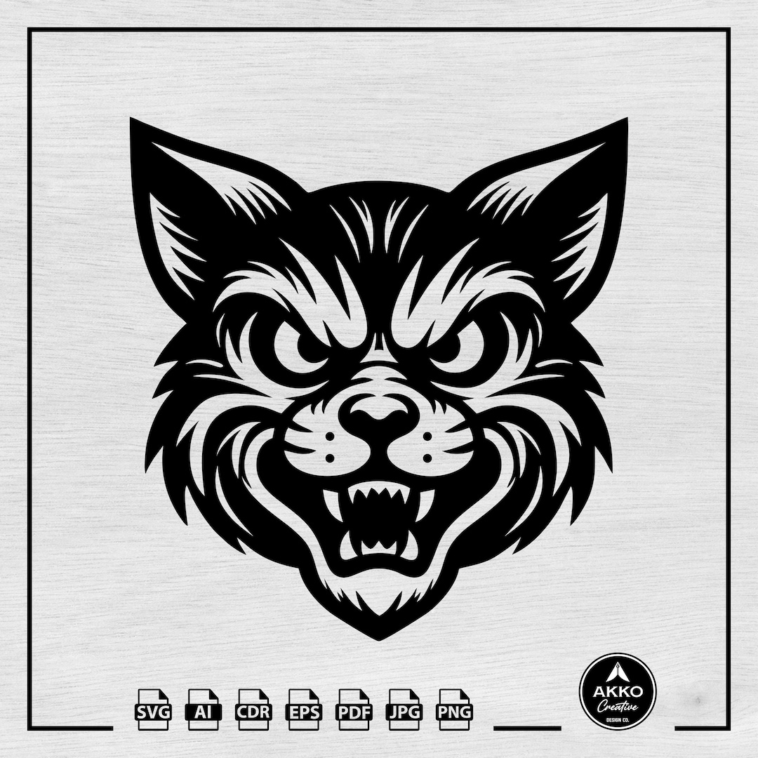 Crazy Cat Svg Png, Cat Head Svg, Angry Cat Svg, Smiling Cat Svg, Kitten ...
