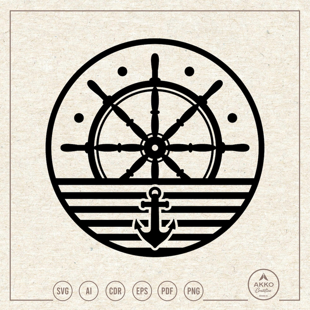 Ship Steering Wheel With Anchor Svg Png, Clipart, Cricut Silhouette ...