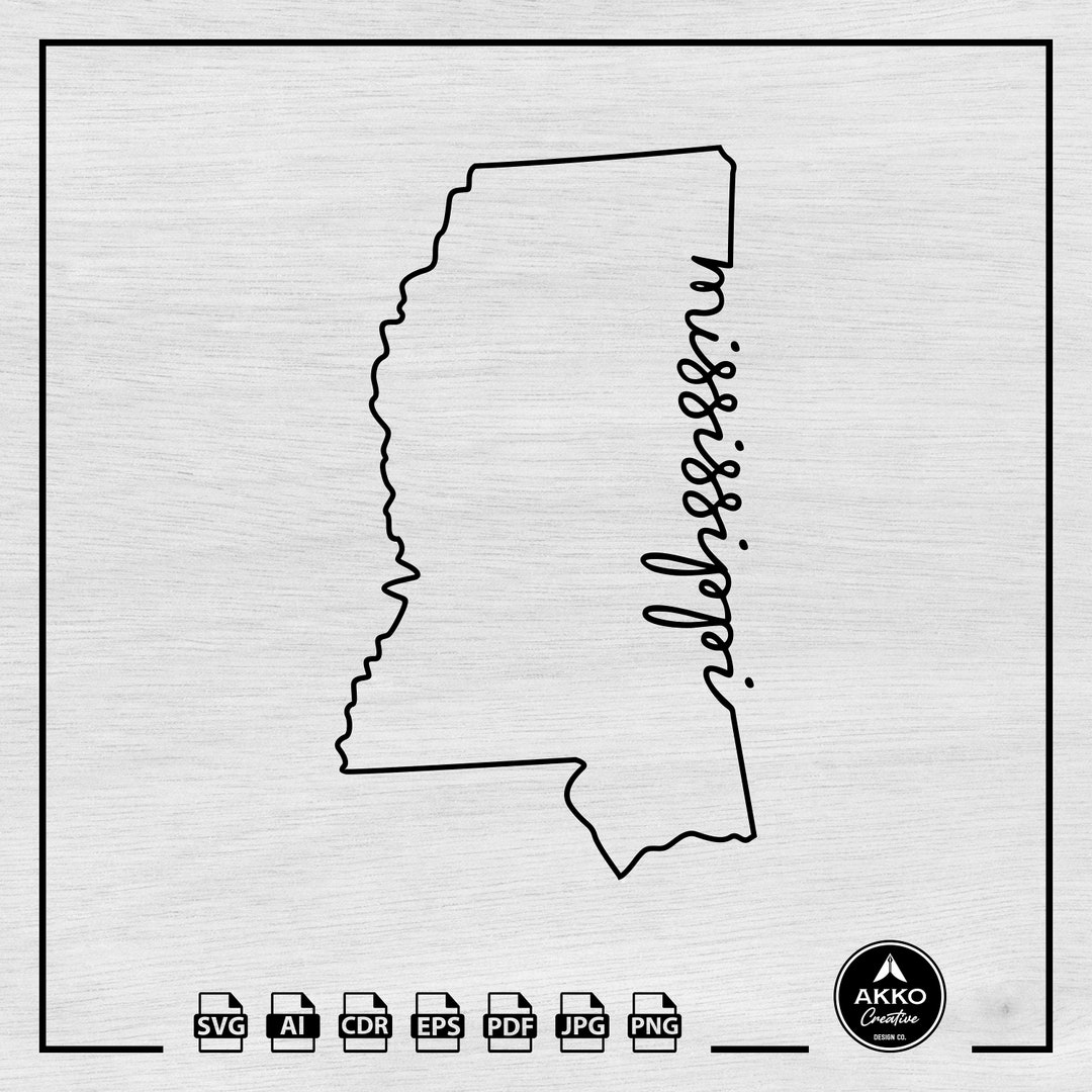 Mississippi Svg Png, Outline Mississippi Map Svg Png, Mississippi State ...