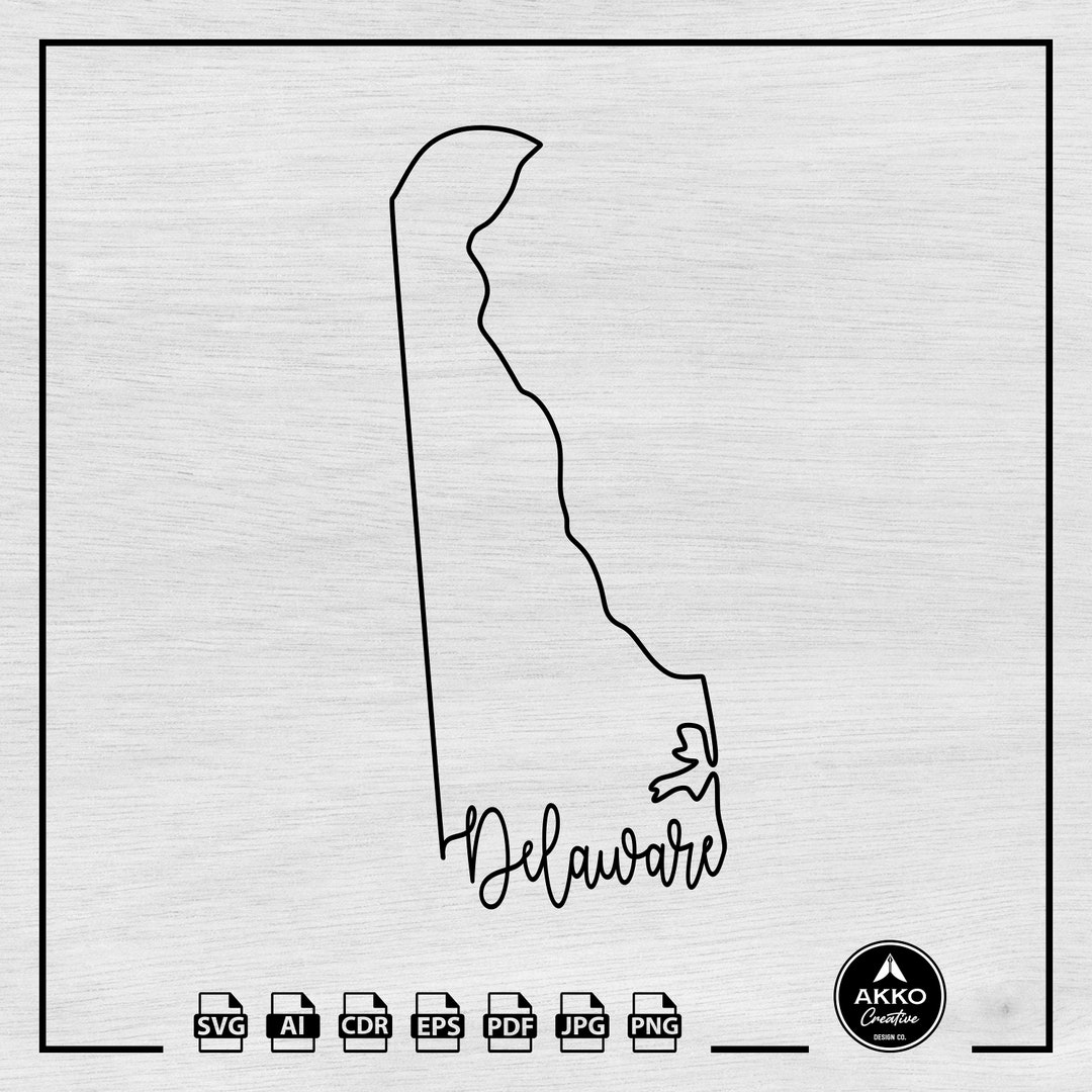 Delaware Svg Png, Outline Delaware Map Svg, Delaware State Svg ...