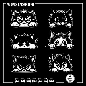 Peeking Cat Bundle Svg Png, Crazy Cat Svg, Cat Head Svg, Angry Cat Svg ...