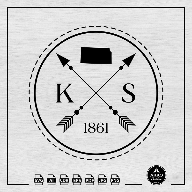 Kansas Svg Kansas Map Svg Kansas Established Year 1861 Svg - Etsy