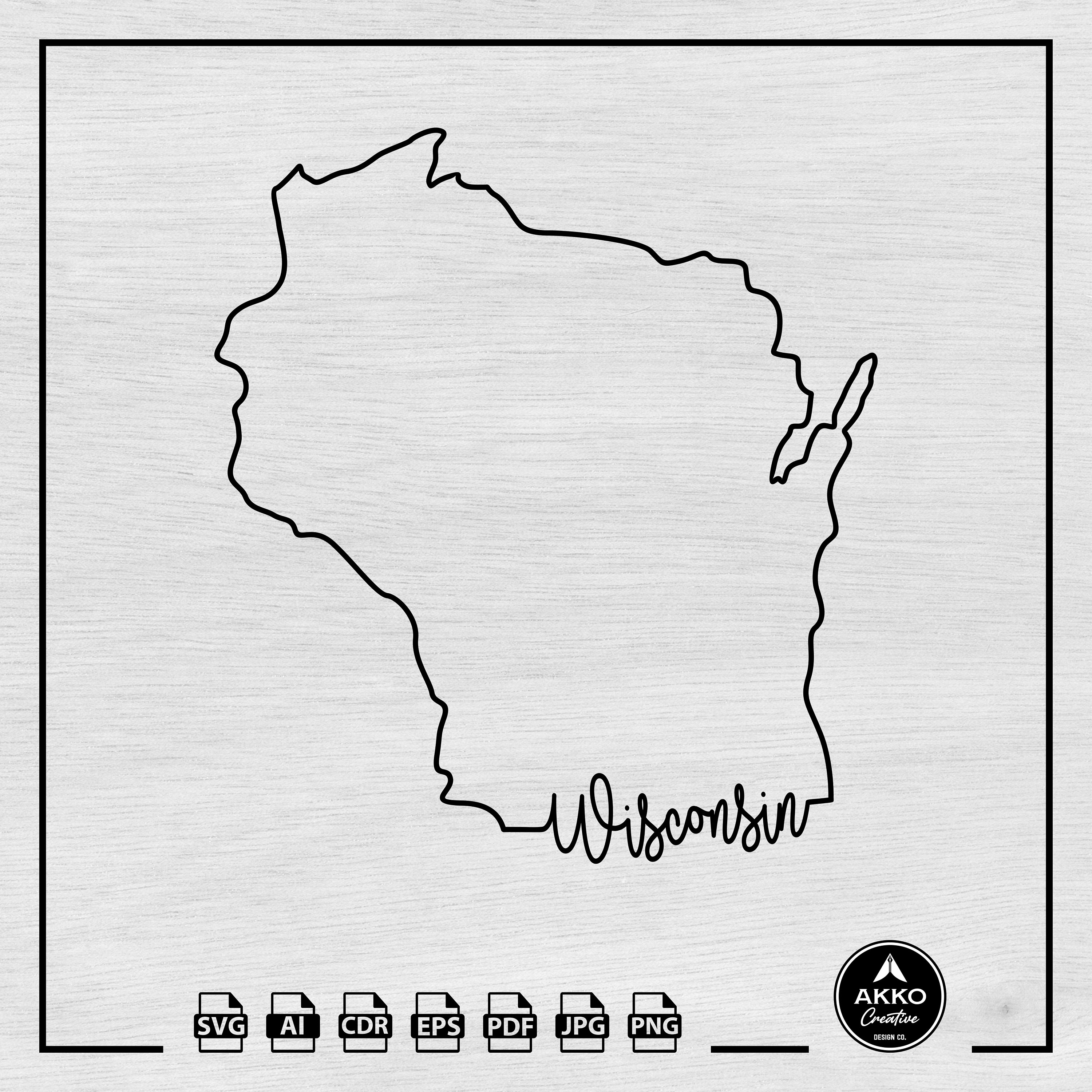 Wisconsin Svg Png, Outline Wisconsin Map Svg, Wisconsin State Svg ...