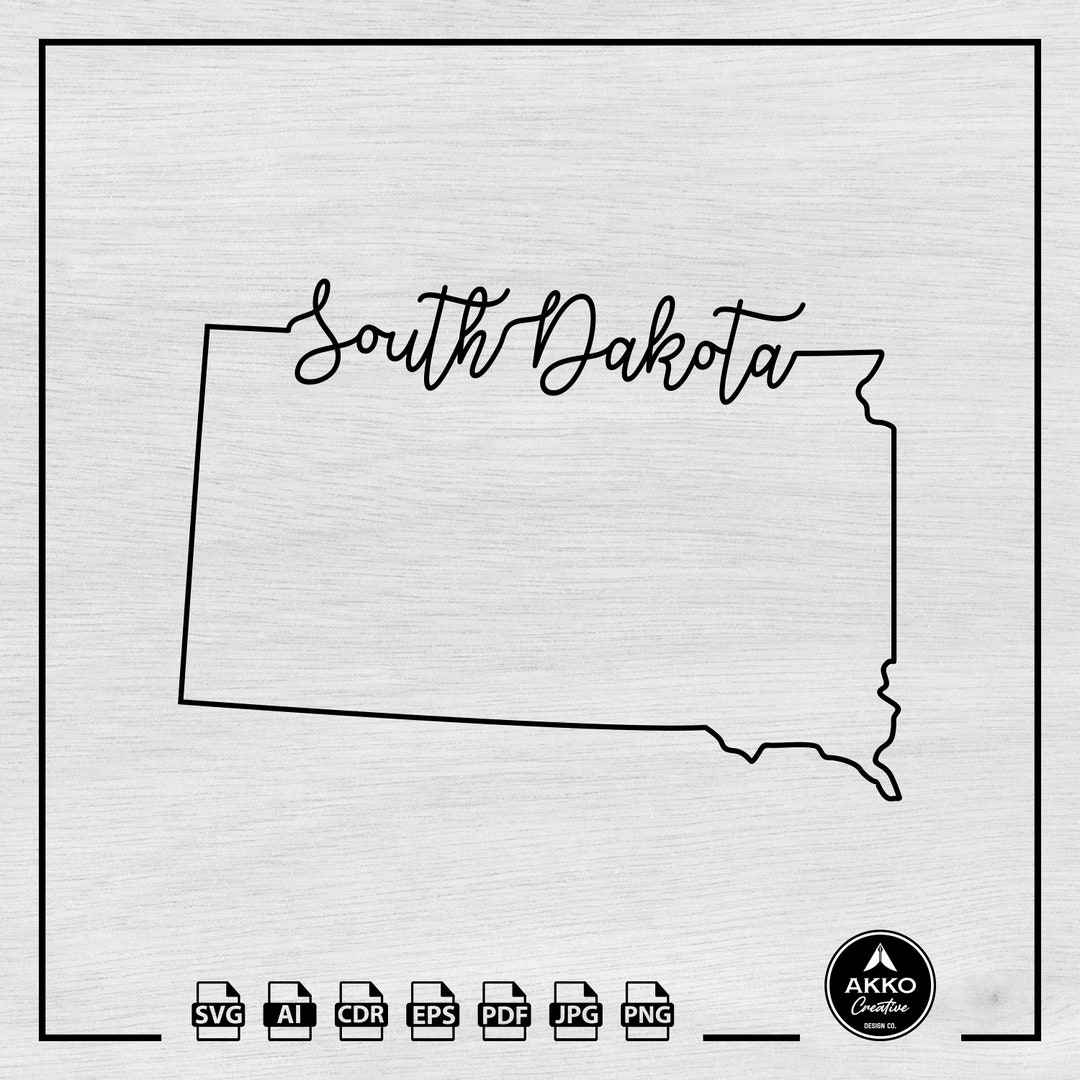 South Dakota Svg Png, Outline South Dakota Map Svg, South Dakota State ...