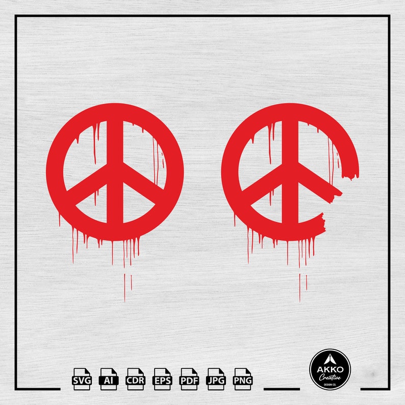 Peace Sign Svg Png, Bloody Peace Sign Svg, Dripping Blood Peace Sign ...