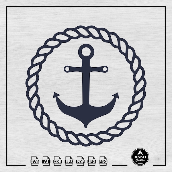 Anchor With Rope Circle Svg - Etsy
