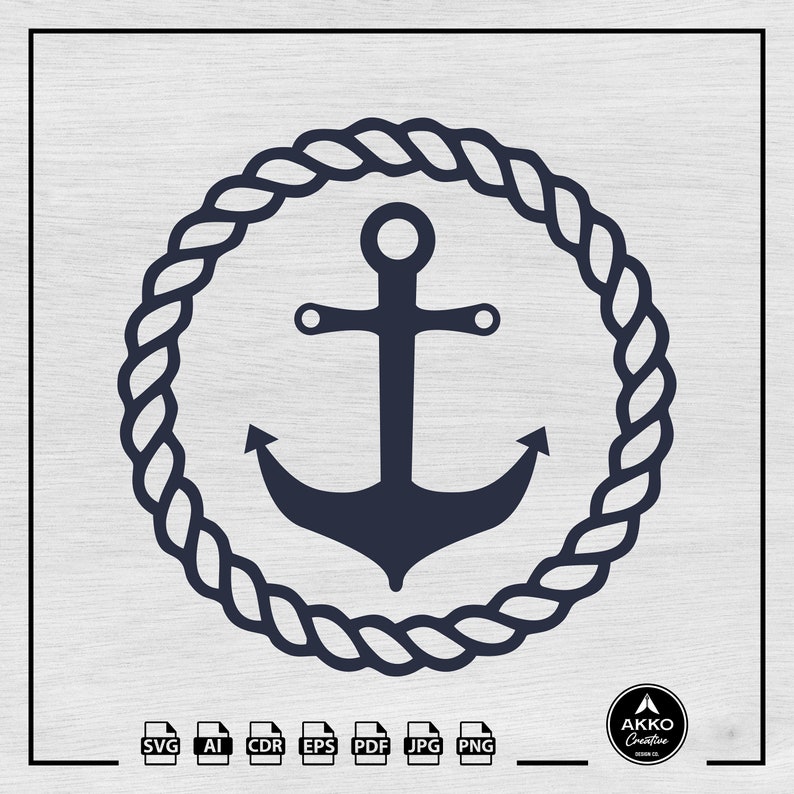 Anchor Svg Png, Rope Svg, Navy Nautical Anchor Svg, Anchor Line Svg ...