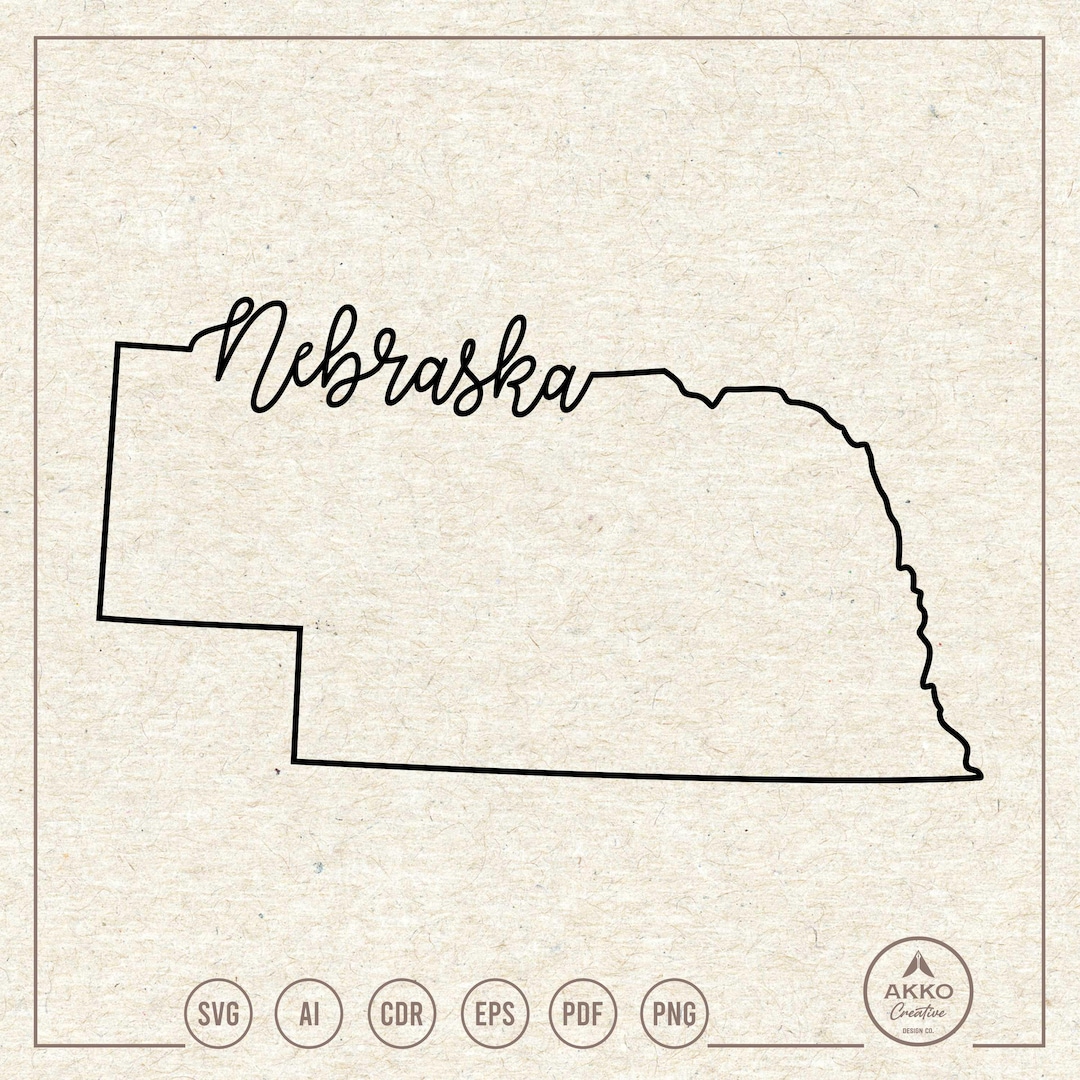Nebraska State Outline Map Svg Png, Clipart, Cricut Silhouette Cut File ...