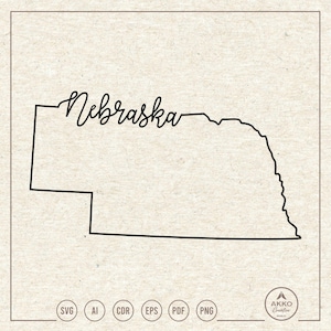 Nebraska State Outline Map Svg Png, Clipart, Cricut Silhouette Cut File ...
