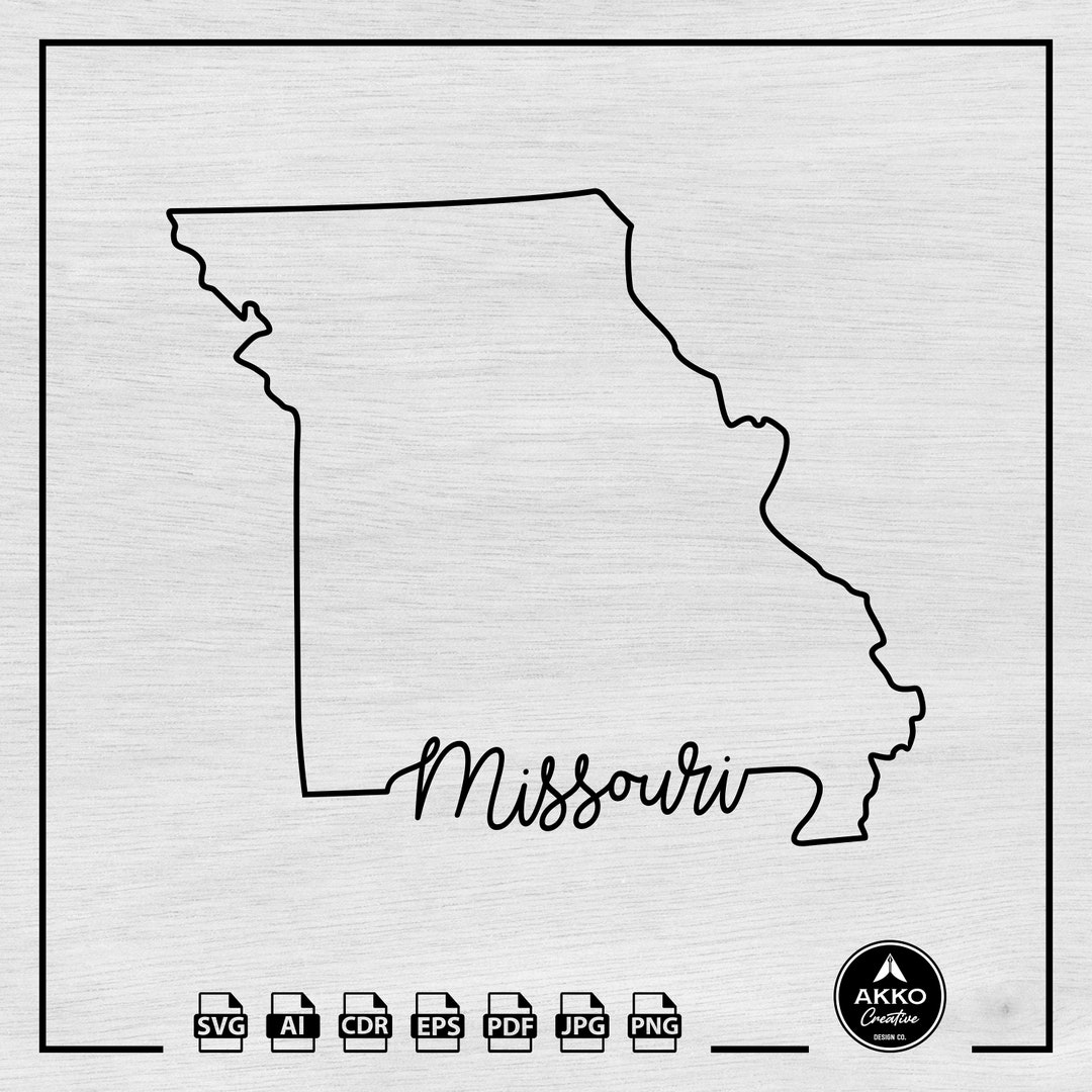Missouri Svg Png, Outline Missouri Map Svg, Missouri State Svg ...