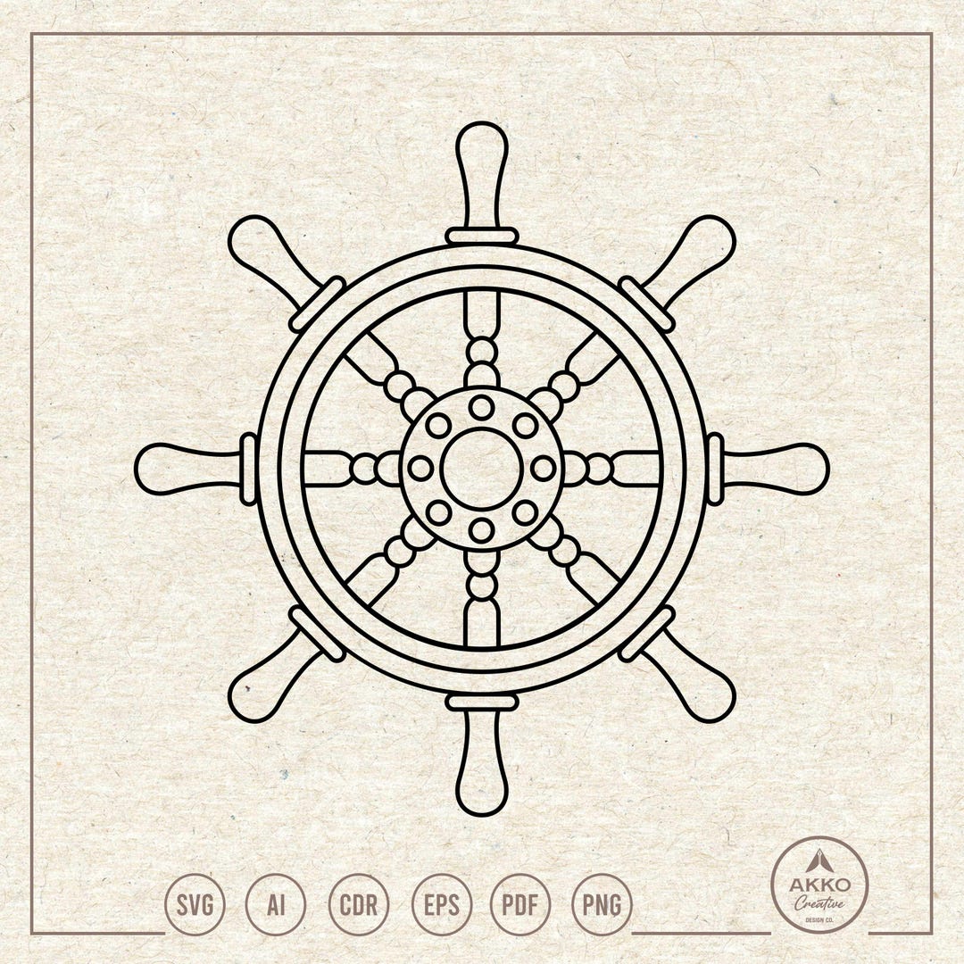 Outline Ship Wheel Svg Png, Rudder Svg, Helm Svg, Boat Wheel Svg ...