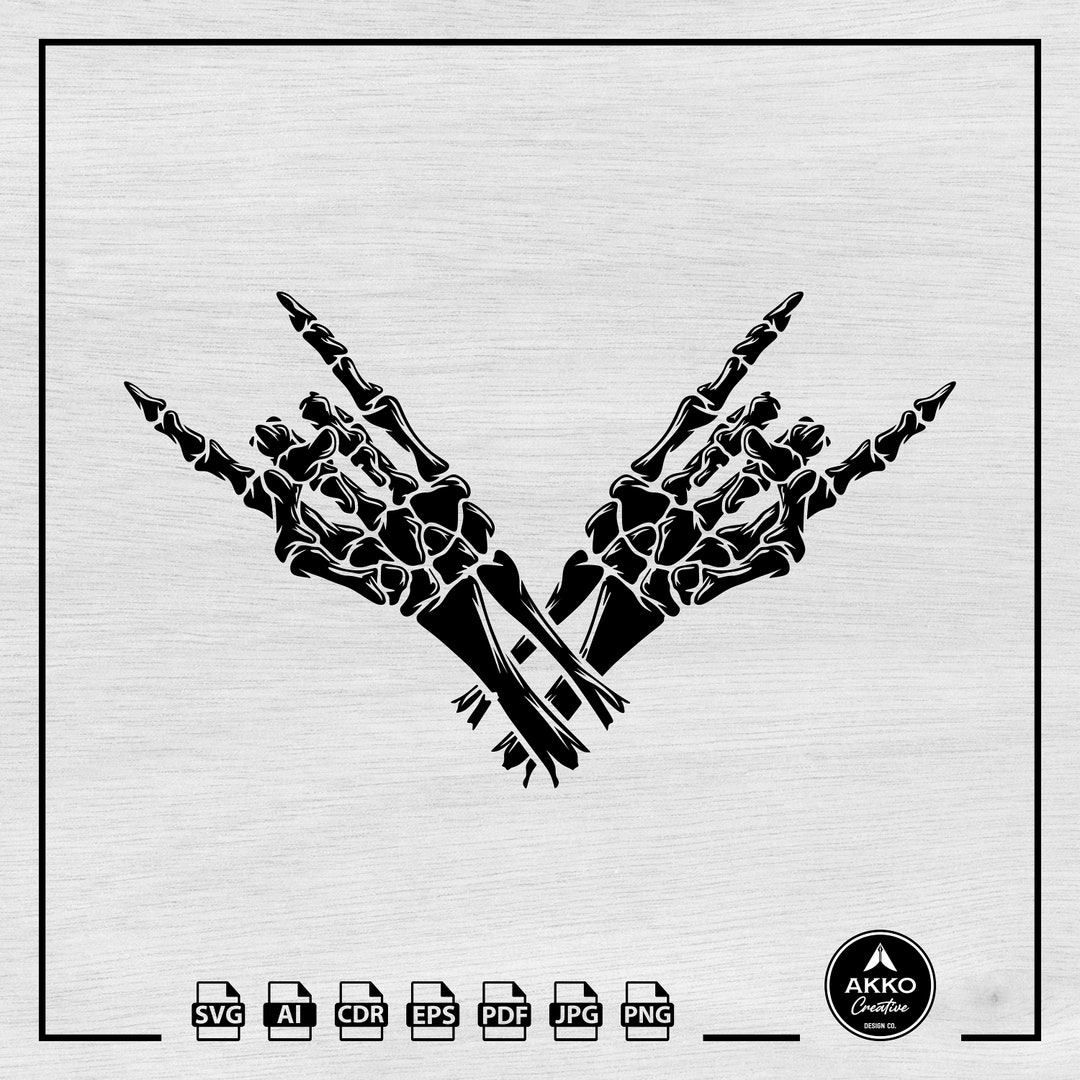 Rock on Bone Hands Svg Png, Skeleton Rock Horns Svg, Skeleton Hands Svg ...