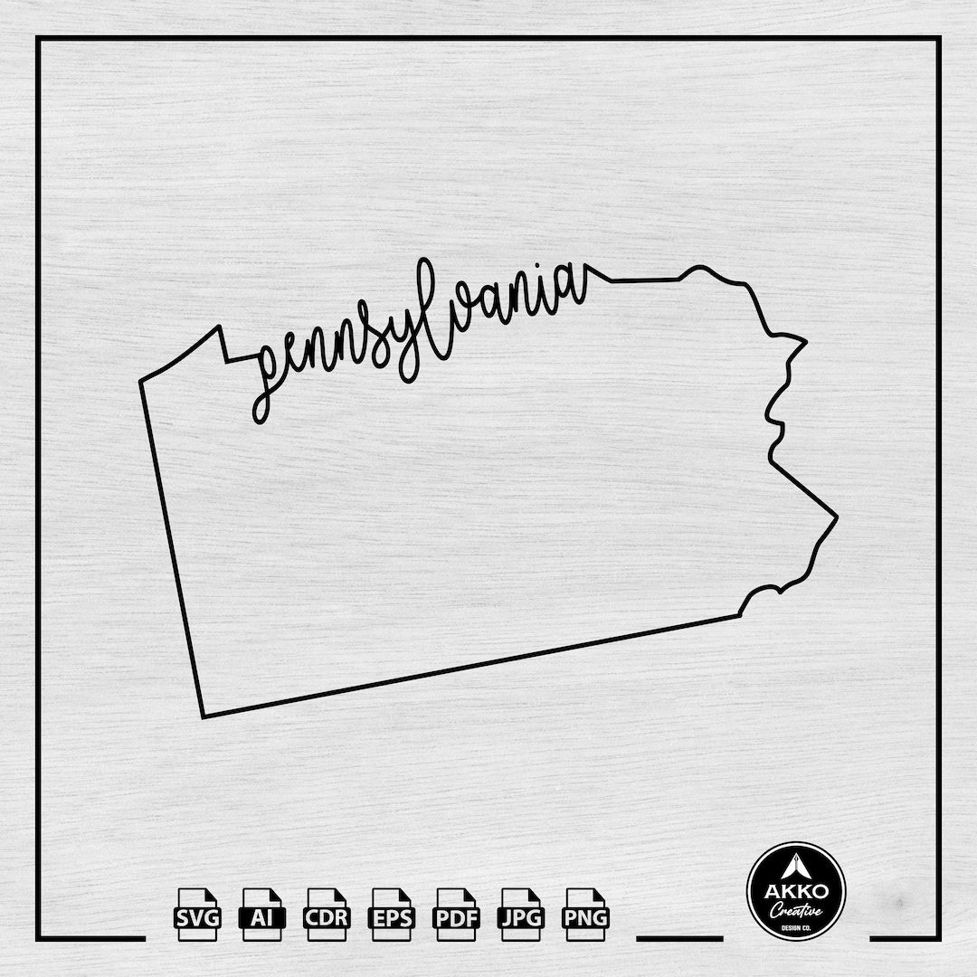 Pennsylvania Svg Png, Outline Pennsylvania Map Svg, Pennsylvania Hand ...