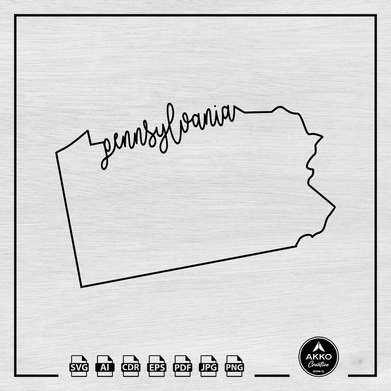 Pennsylvania Svg Png, Outline Pennsylvania Map Svg, Pennsylvania Hand ...