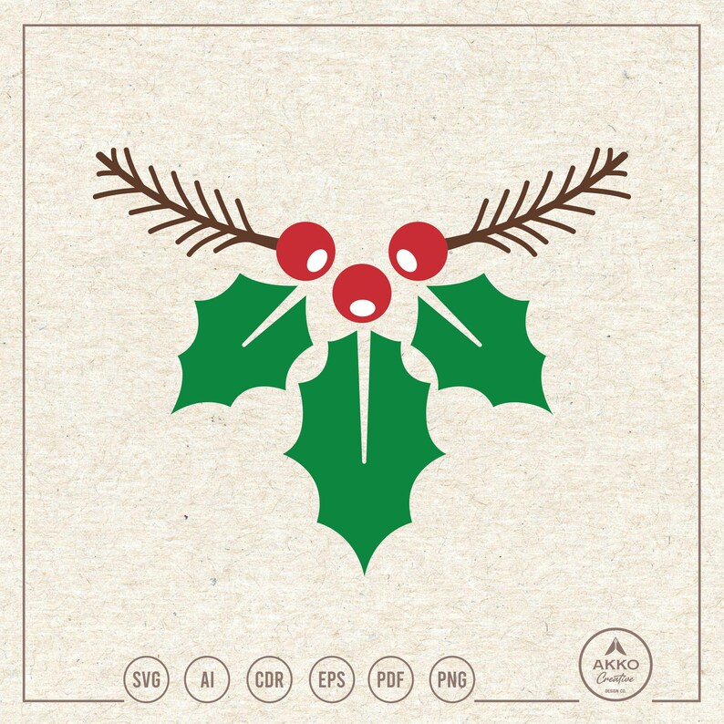 Holly Svg Png, Christmas Flowers, Clipart, Cricut Silhouette Plotter ...